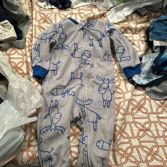 One Pieces | Kids One Piece Pajama With Blue Moose Print | Poshmark